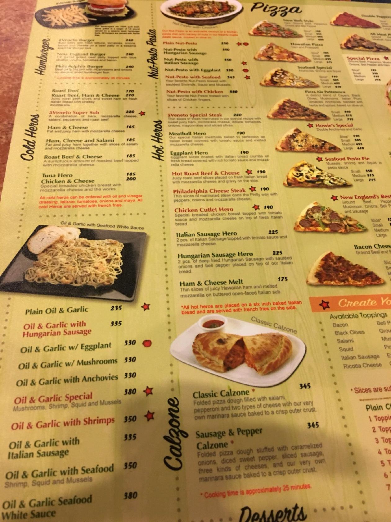 Menu at ä Veneto Pizzeria Ristorante, Quezon City, 25 Visayas Ave