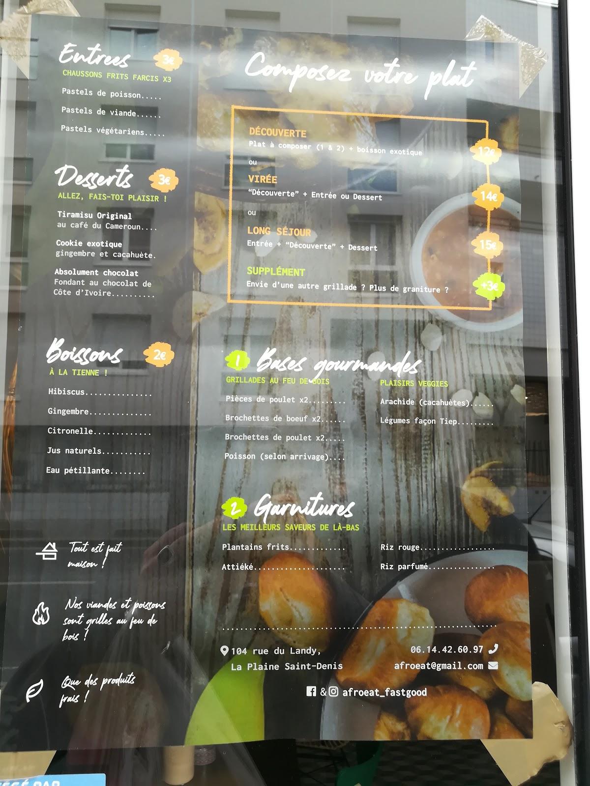 Menu au Afro Eat - Street food africaine restaurant, Saint-Denis