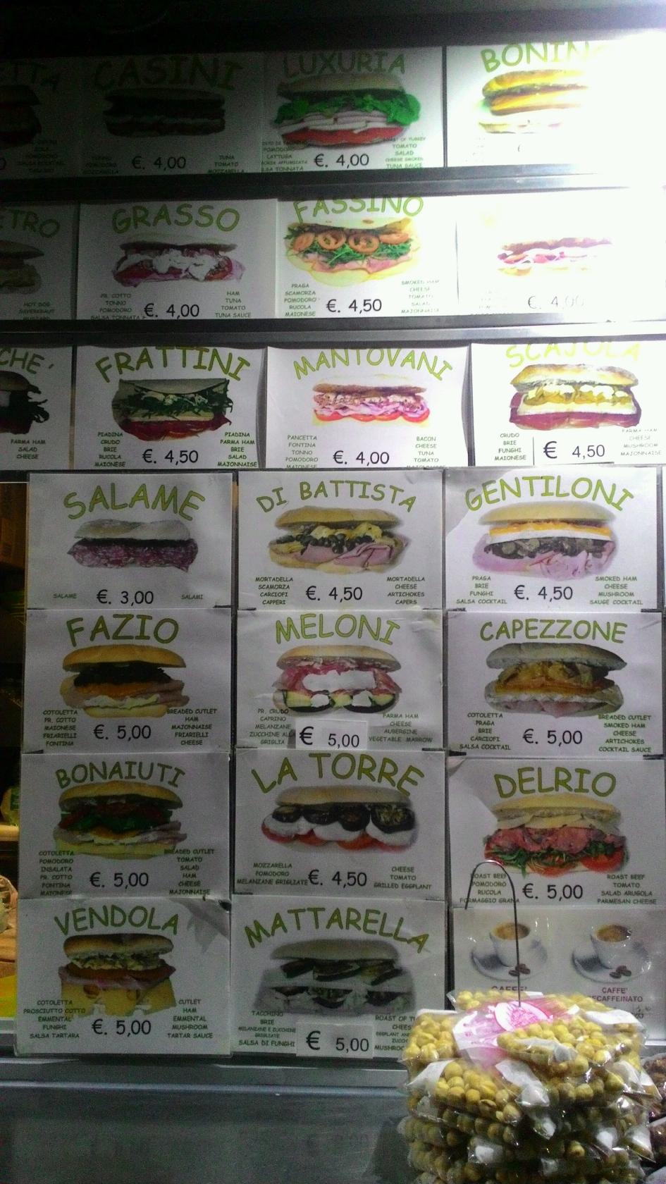 Menu da Chiosco al Politico pub & bar, Milano