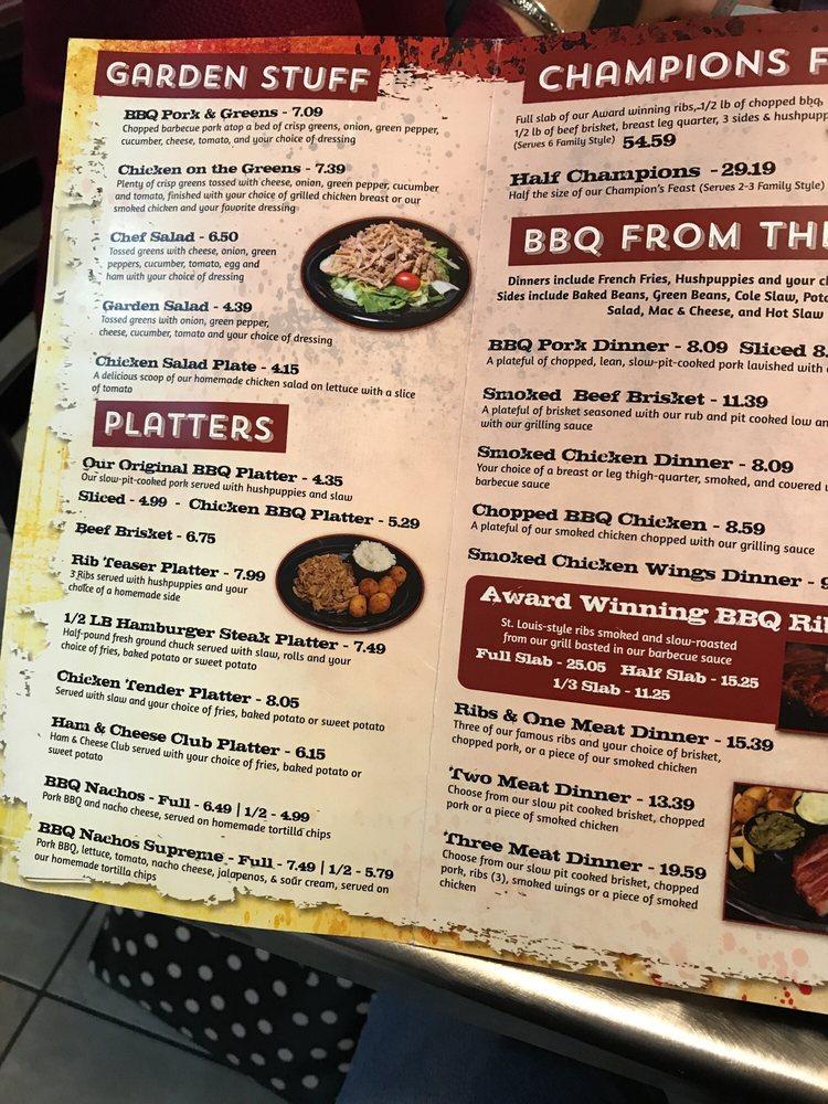 Menu at Checkered Pig BBQ & Ribs, Martinsville