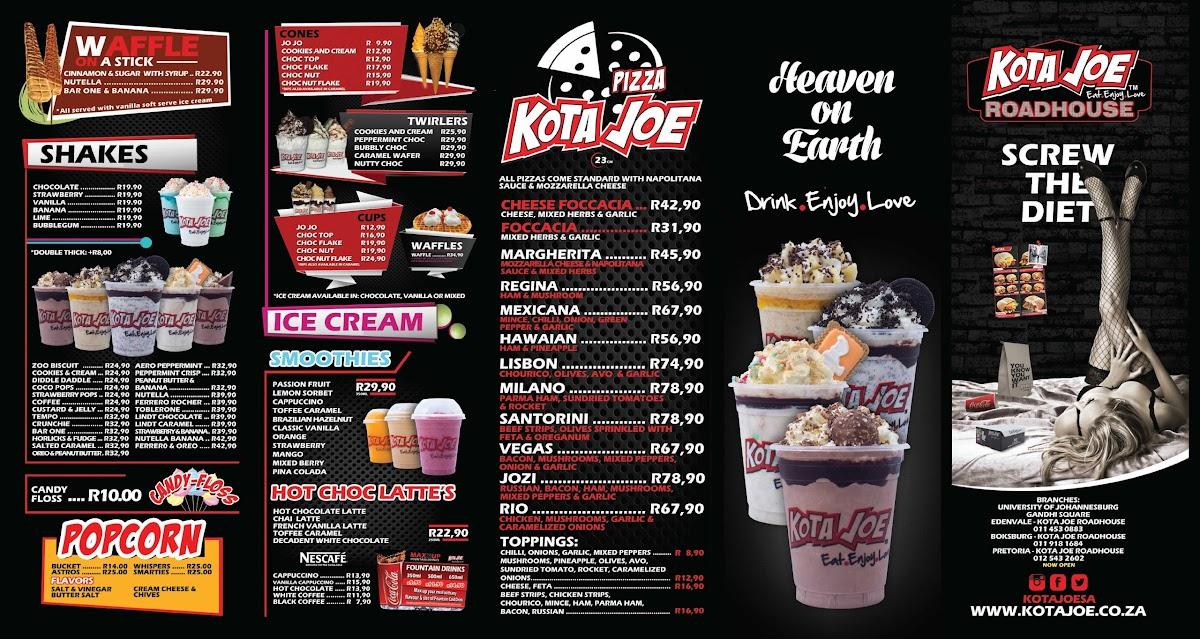 Menu at Kota Joe Roadhouse - Wonderboom restaurant, Pretoria, Lavender ...