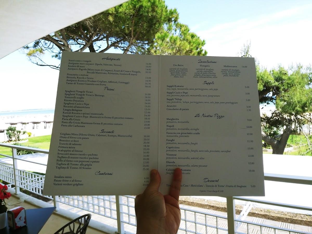 Menu at La Pagoda Ristorante Pizzeria, Lido, Lungomare Guglielmo Marconi