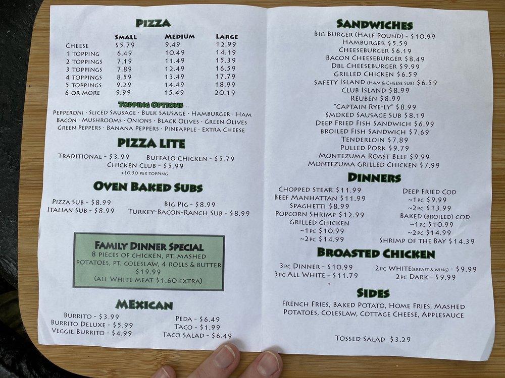 Menu at The Bay pizzeria, Celina