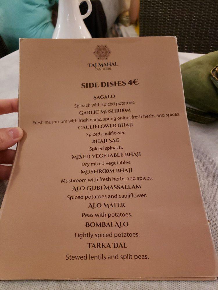 Menu at Taj Mahal Tandoori Restaurant, Almuñécar