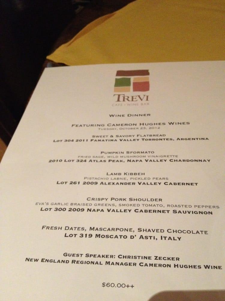 Menu at Trevi Cafe and Wine Bar, Mashpee