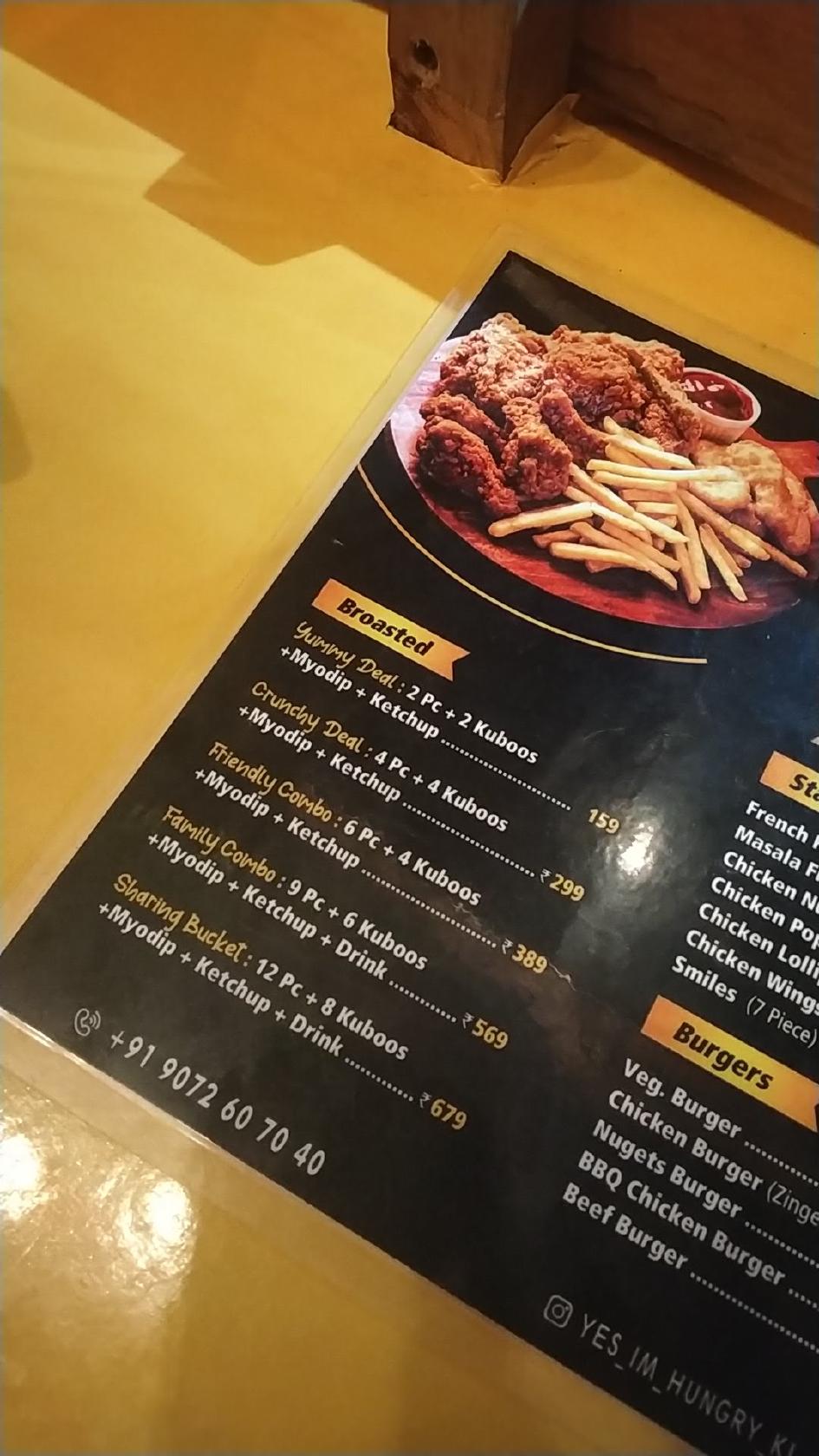 Menu at Yes I'm hungry, India