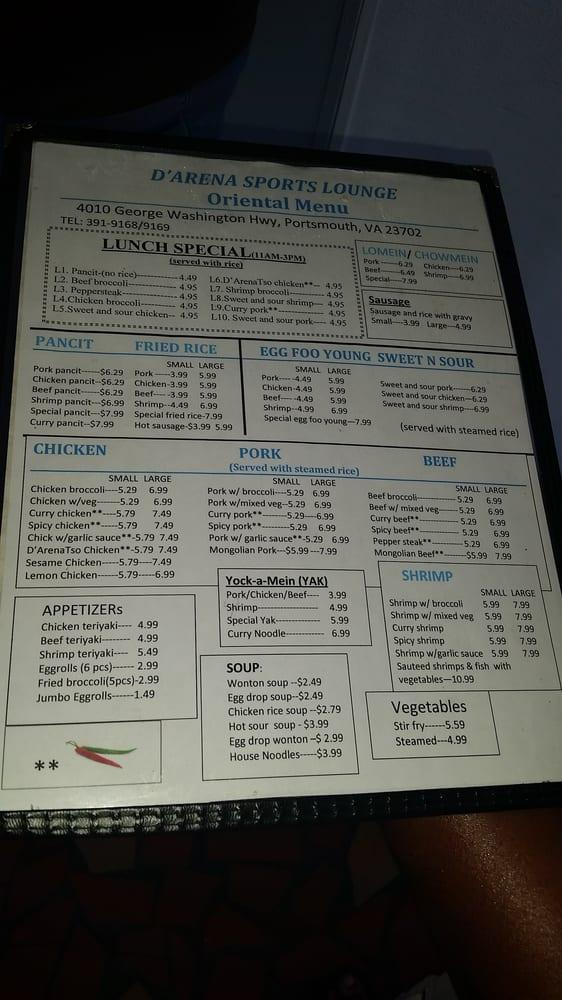 Menu at Darla's Seafood restaurant, Portsmouth
