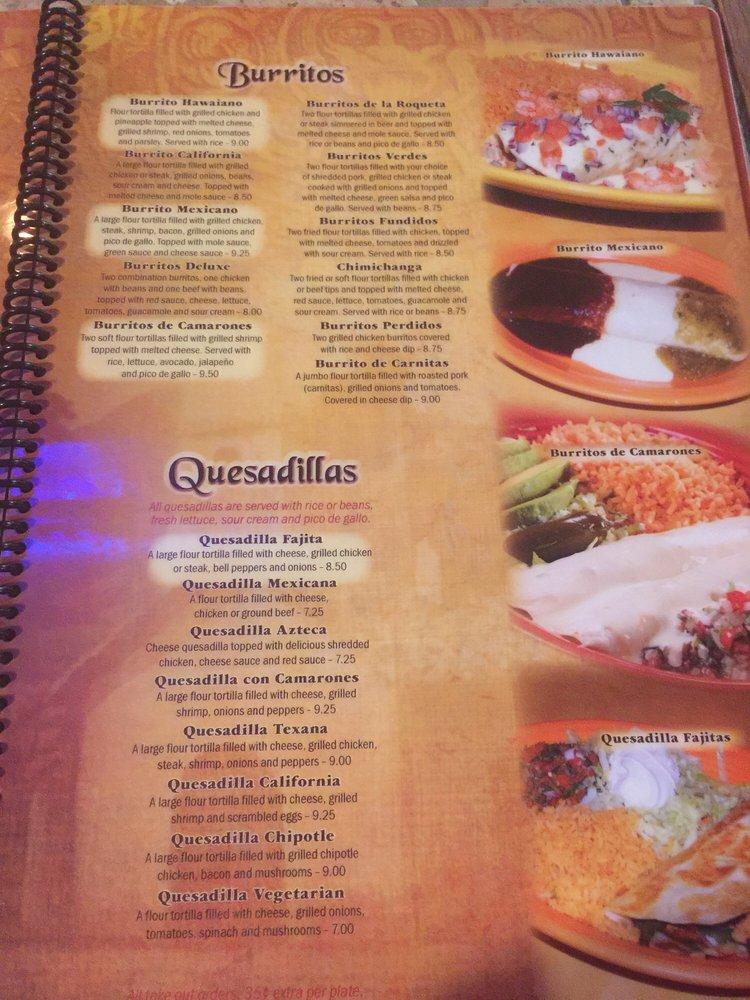 Menu at El Parral restaurant, Reidsville