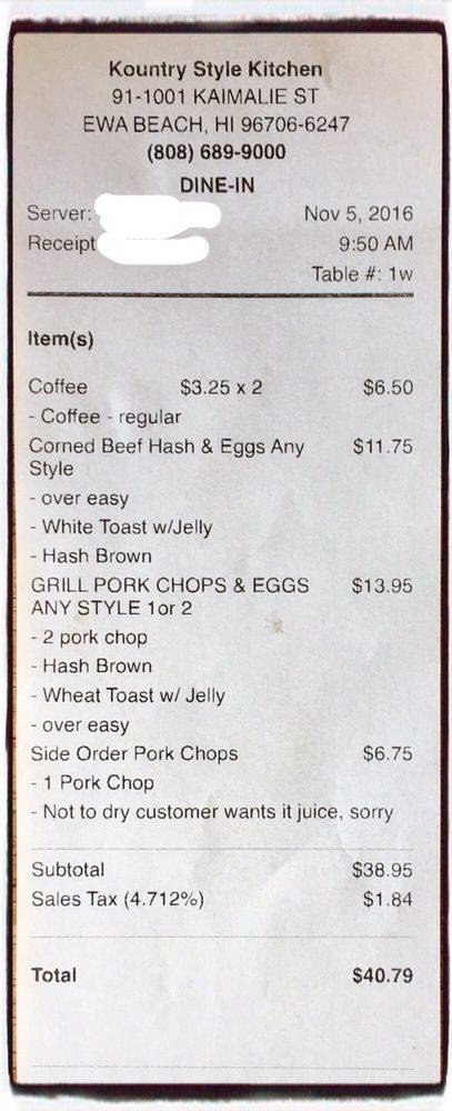 Menu at Kountry Style Kitchen Restaurant Ewa Beach, Ewa Beach