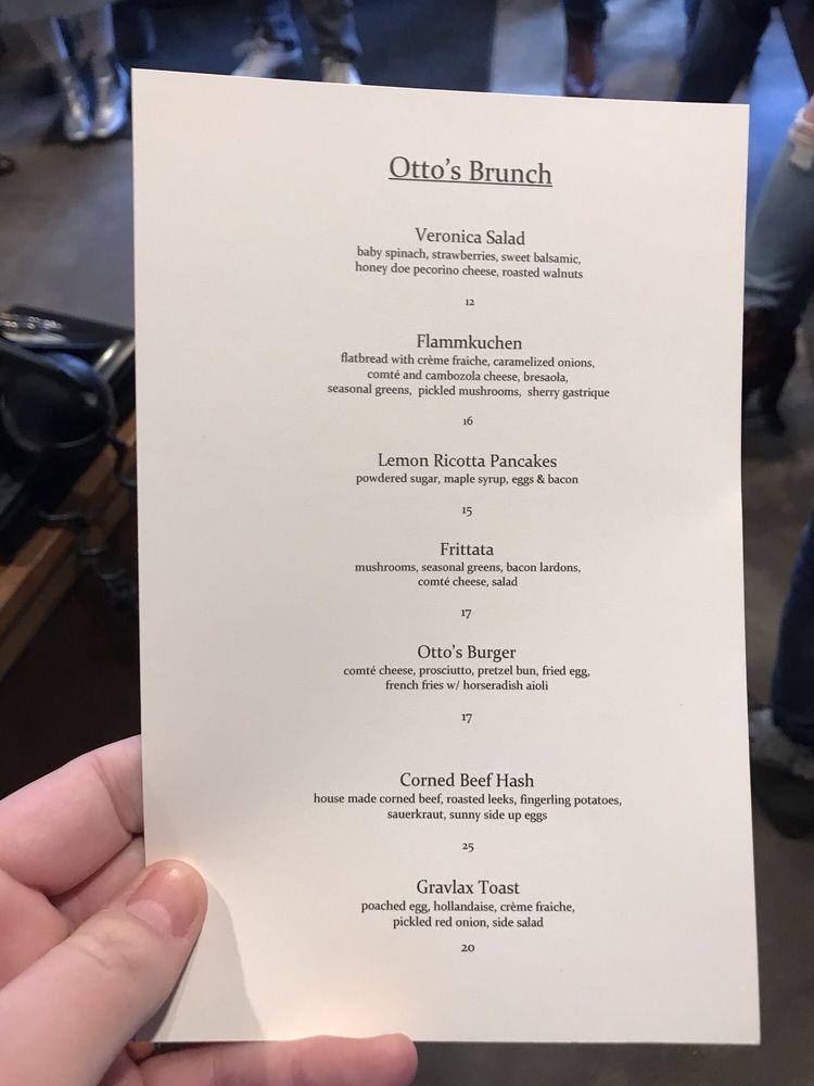 Menu at Otto's German Bistro restaurant, Fredericksburg