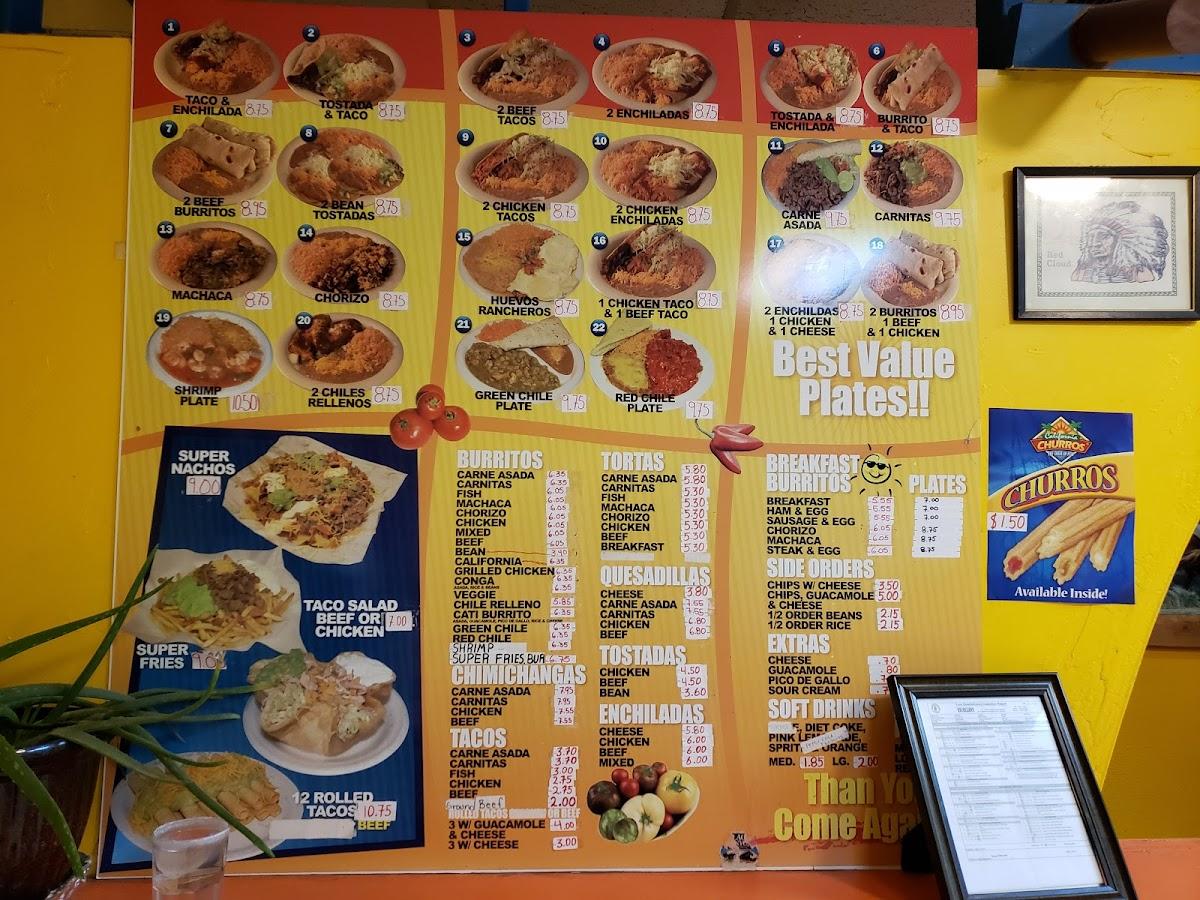 Menu at Adolfo's Taco Shop restaurant, Benson