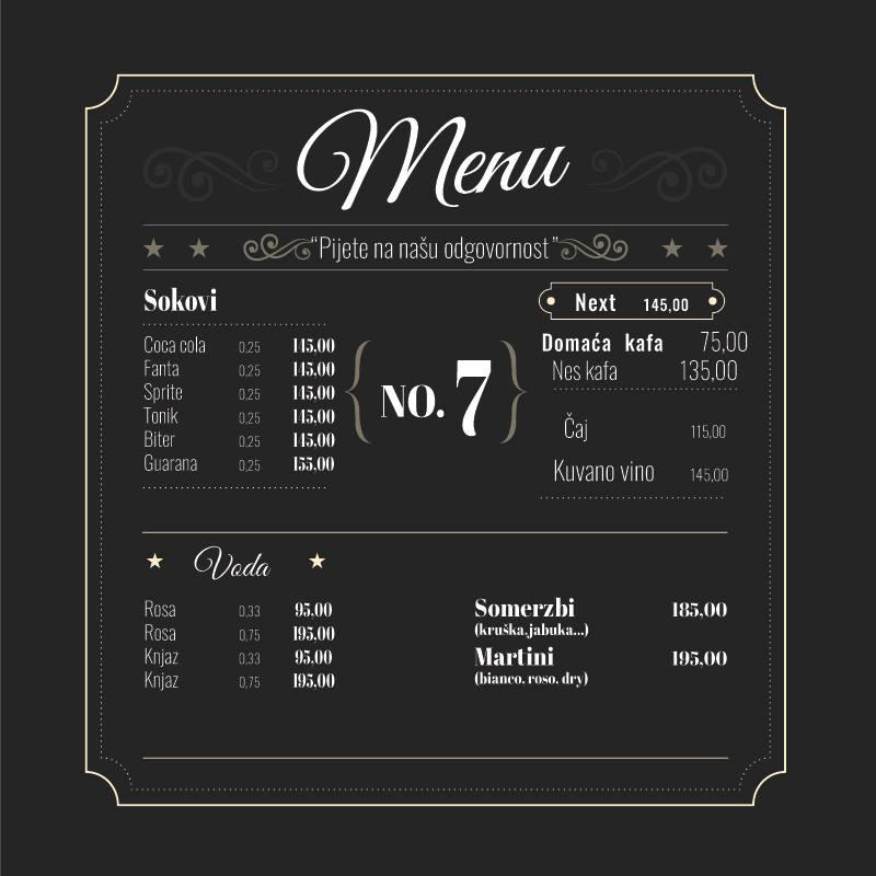 Menu at Blues&Biker Bar Ladno Kupatilo, Belgrade
