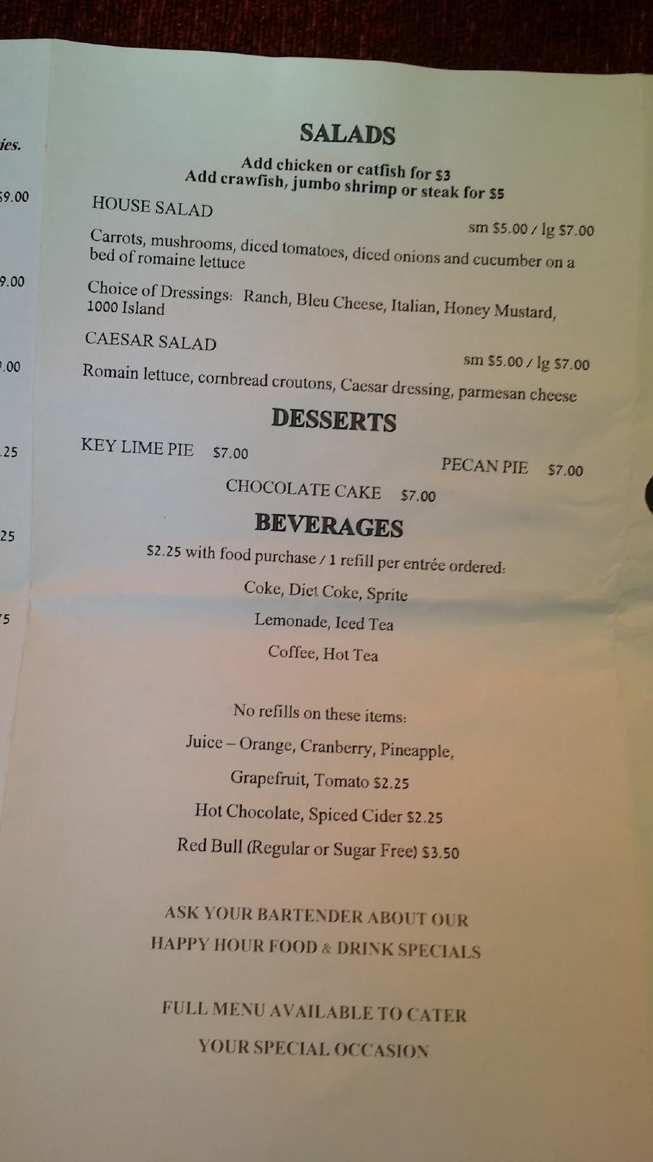 Menu at Catfish Lou's pub & bar, Beaverton, SW Fallbrook Pl