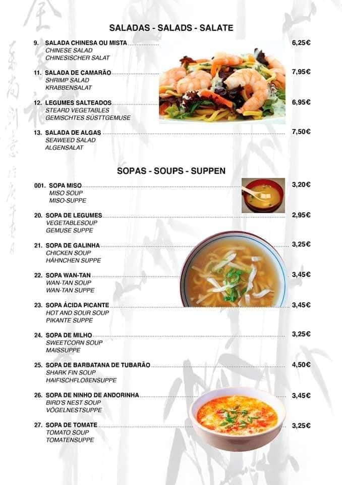 Menu at China Town restaurant, Funchal