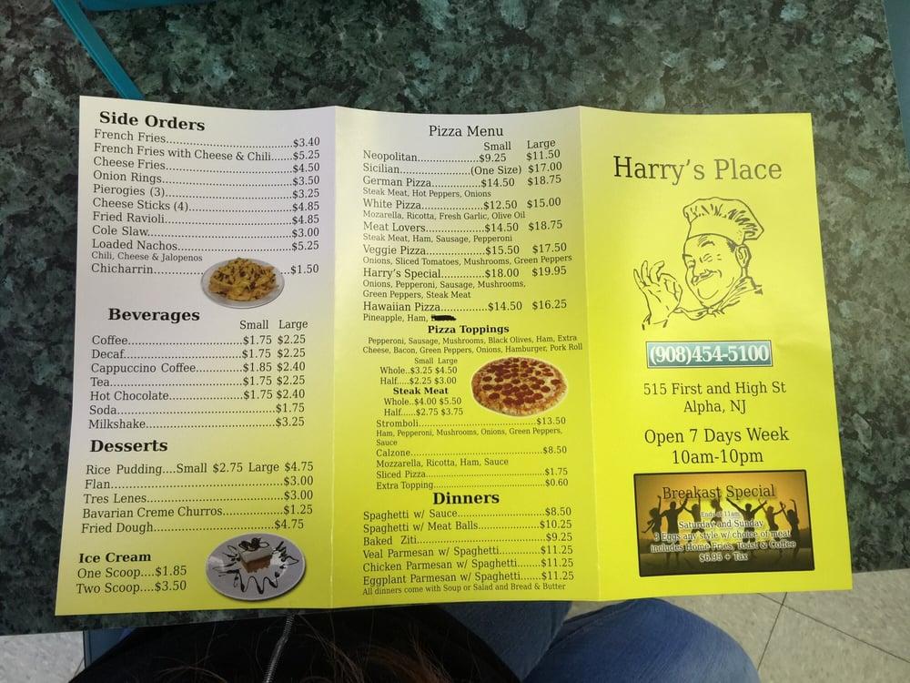 Menu at Harry's Place restaurant, Alpha