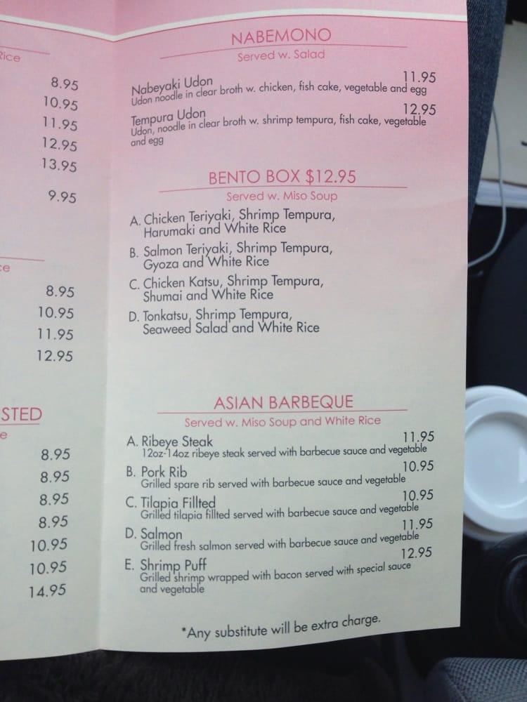 Menu at Oki's Japanese Restaurant, Havelock