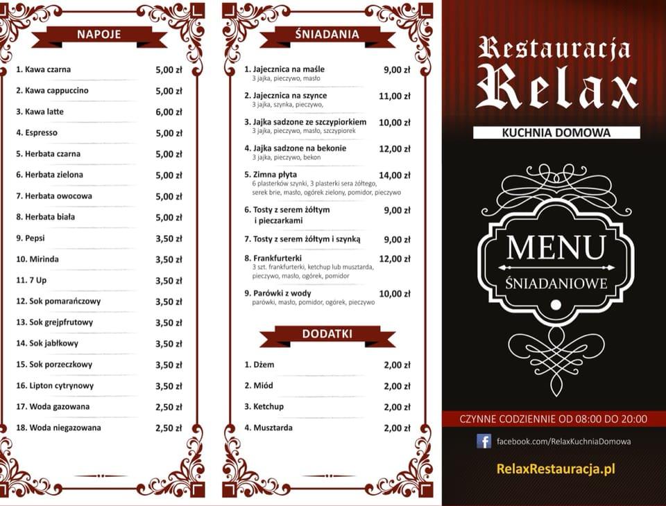 Menu at Restauracja Relax Obiady domowe restaurant, Jelenia Góra, 1 ...