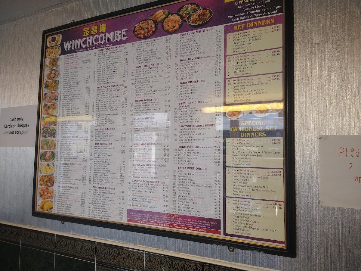 Menu at Winchcombe Chinese Takeaway fast food, Winchcombe