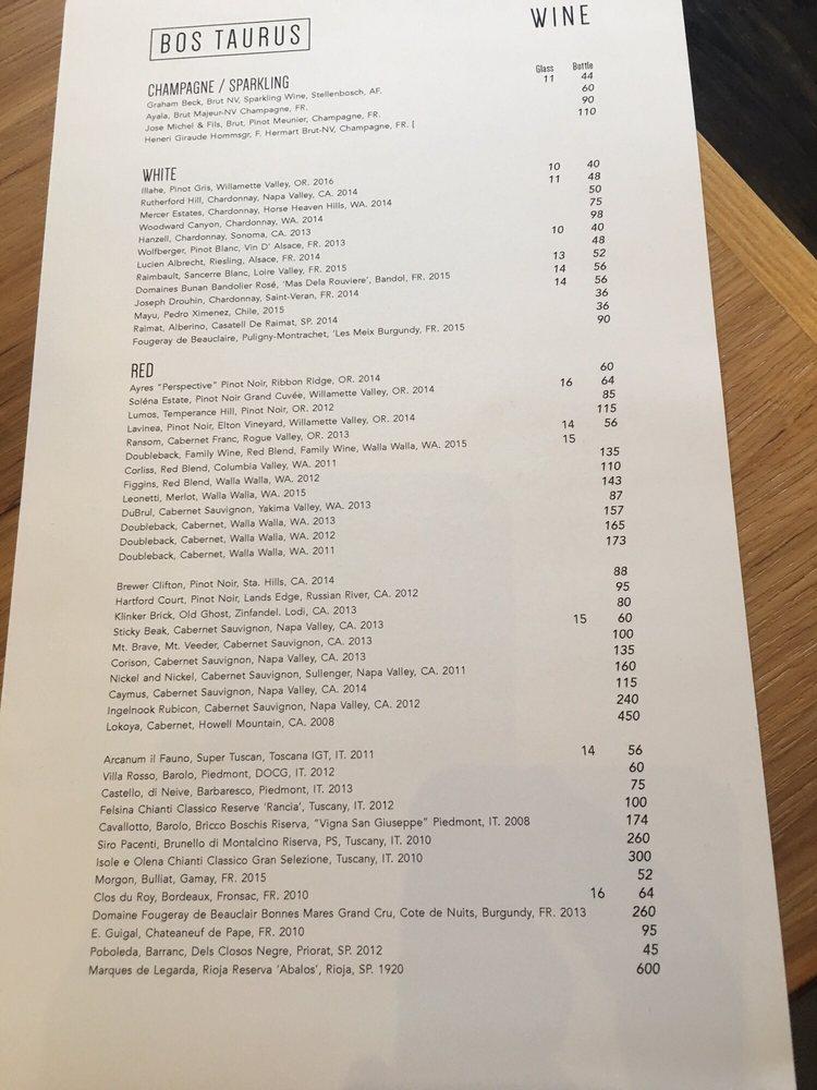 Menu at Bos Taurus pub & bar, Bend