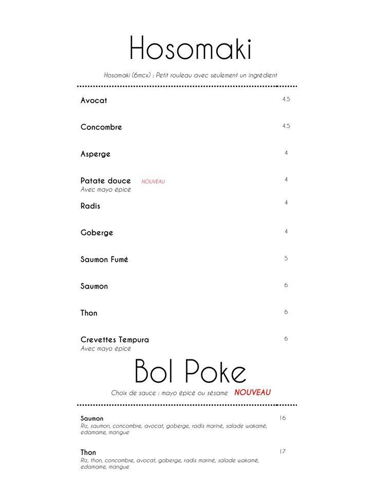 Menu at Lotus restaurant, Deux-Montagnes