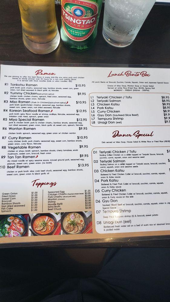Menu at Miya Ramen Bistro restaurant, Houston