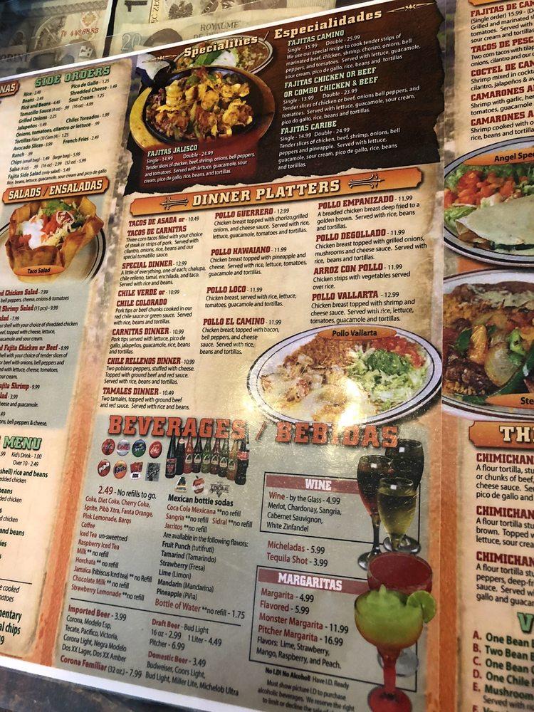 Menu at El Camino Real Restaurant, Goshen