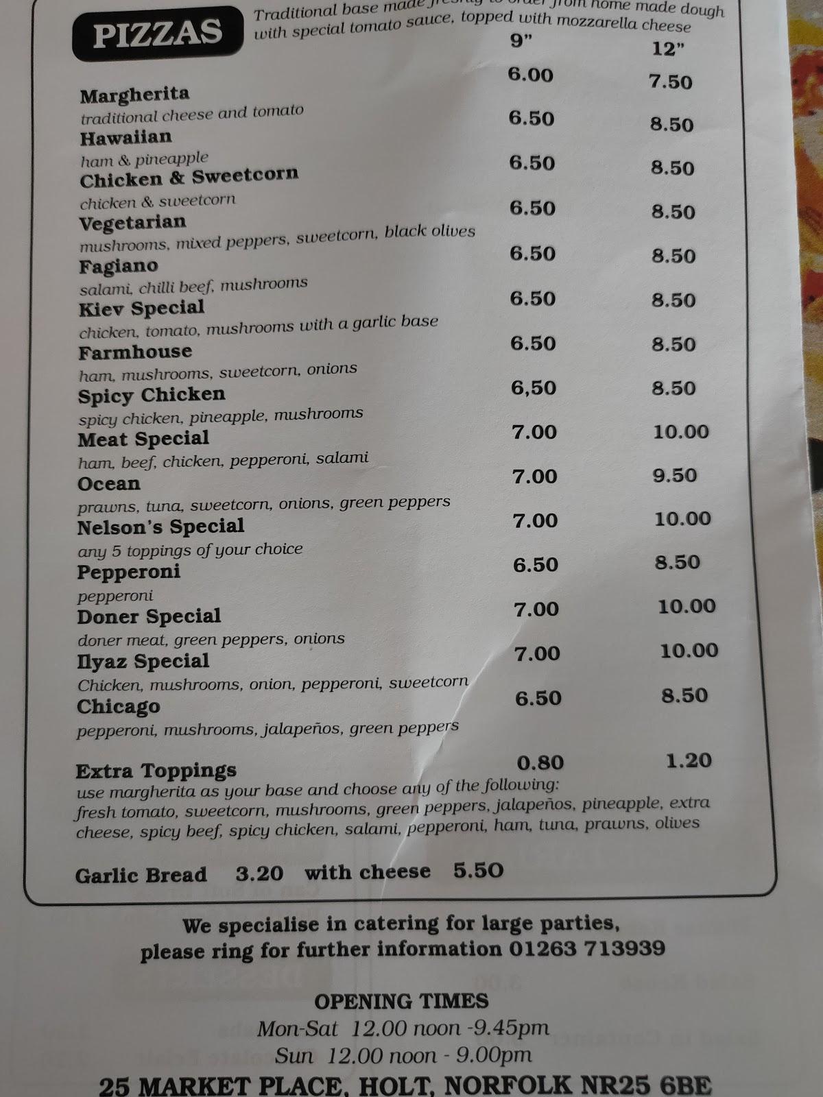 Menu at Nelson Fries 4u restaurant, Holt
