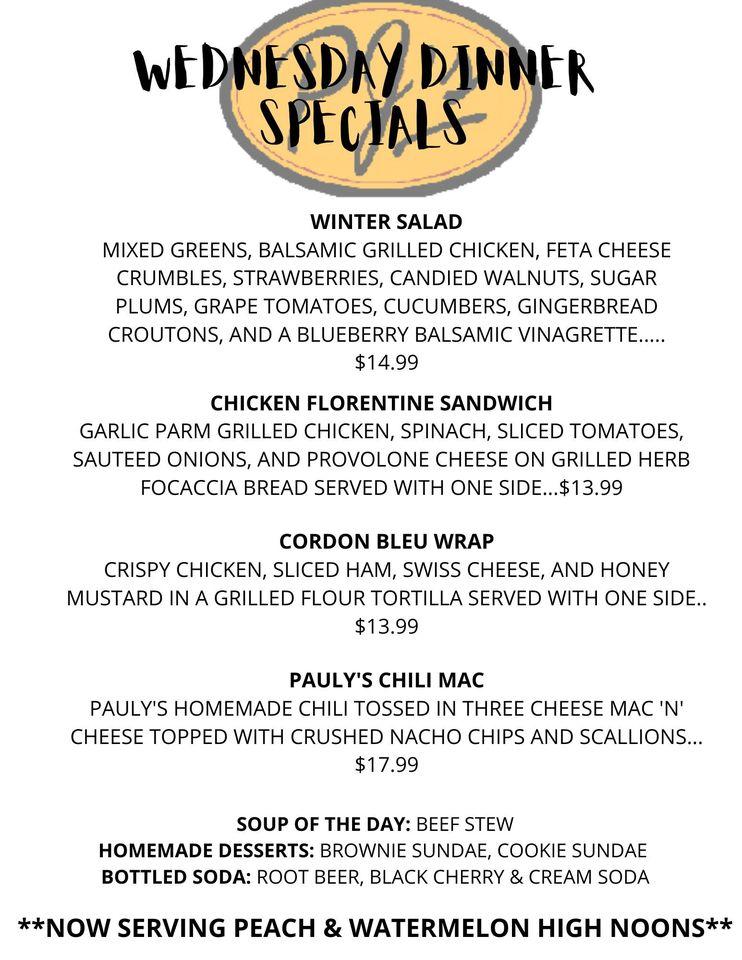 Menu at PJ's Bar & Grill, Bellingham