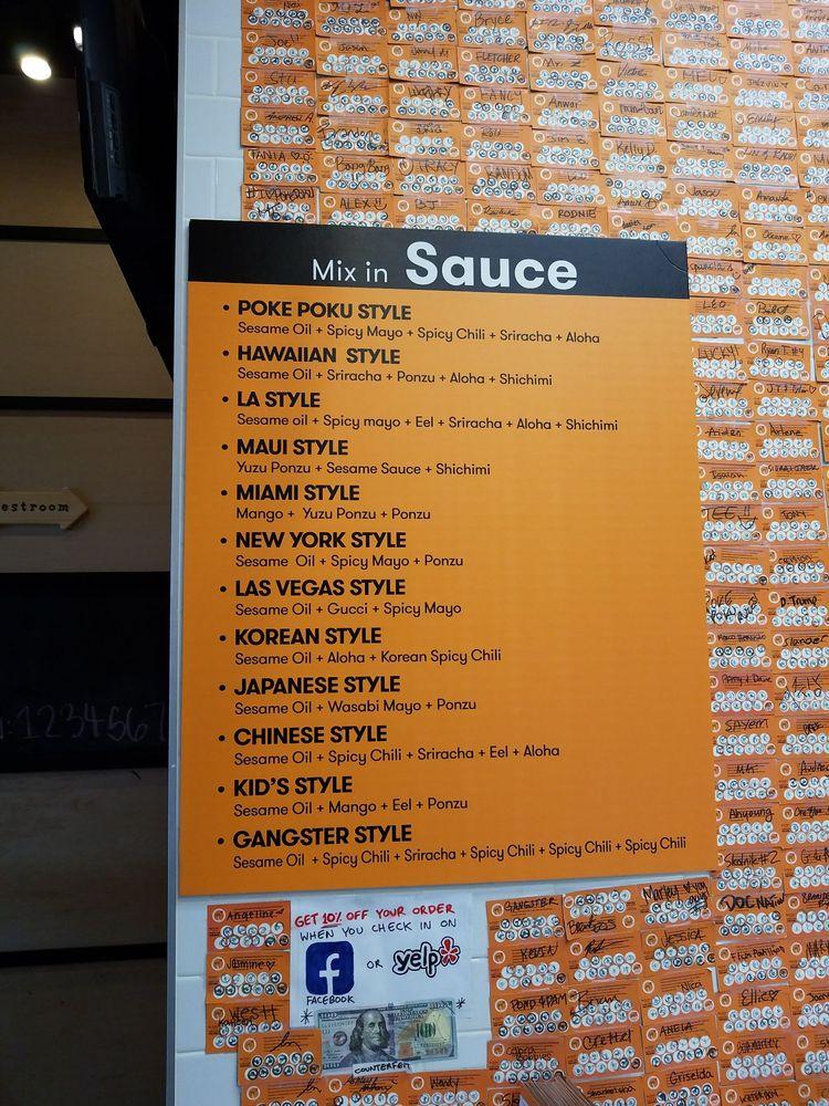 Menu at Poke Poku - Hawaiian Poke Bar, Las Vegas, S Eastern Ave #108