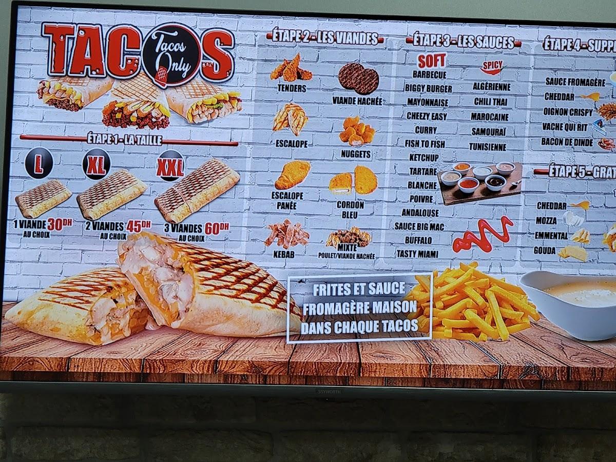 Menu au Tacos Only restaurant, Mohammedia, n°2