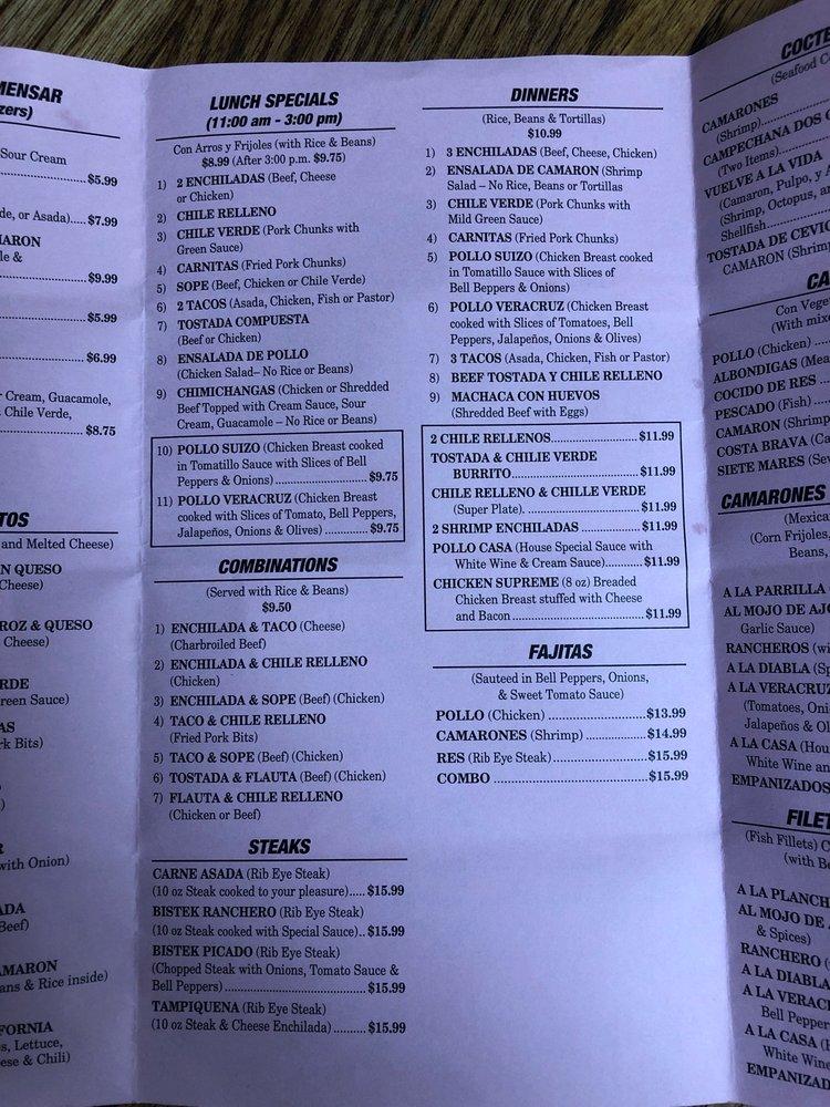 Menu at Taqueria Anna Maria's restaurant, Farmersville, 551 Farmersville Rd