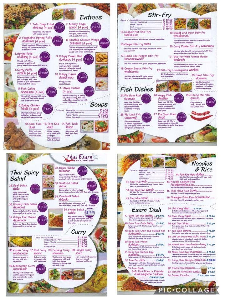 Menu at Thai Esarn Restaurant, Bayswater