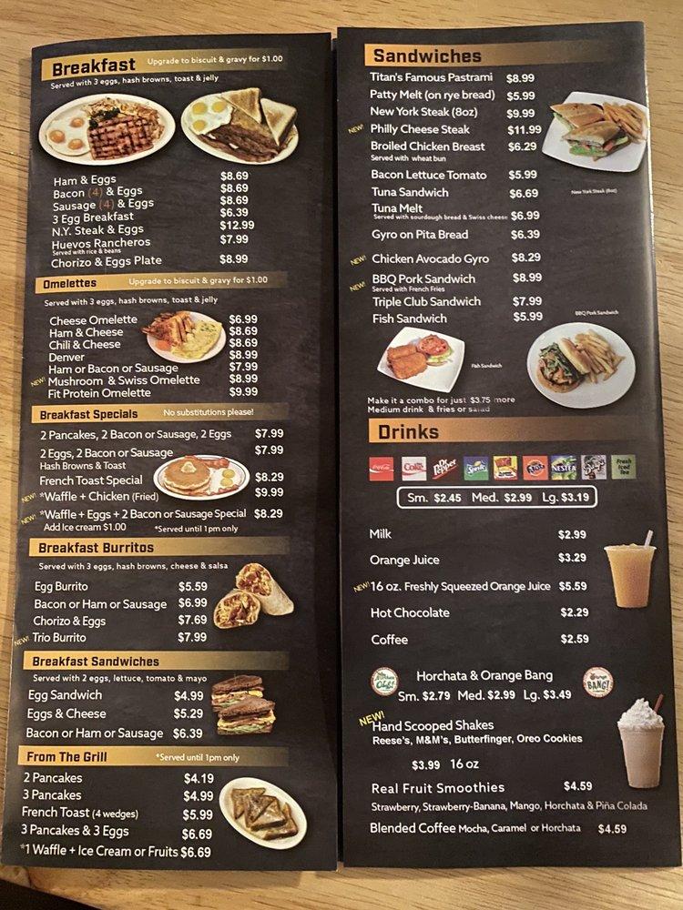 Menu at Titan Burgers Chino restaurant, Chino