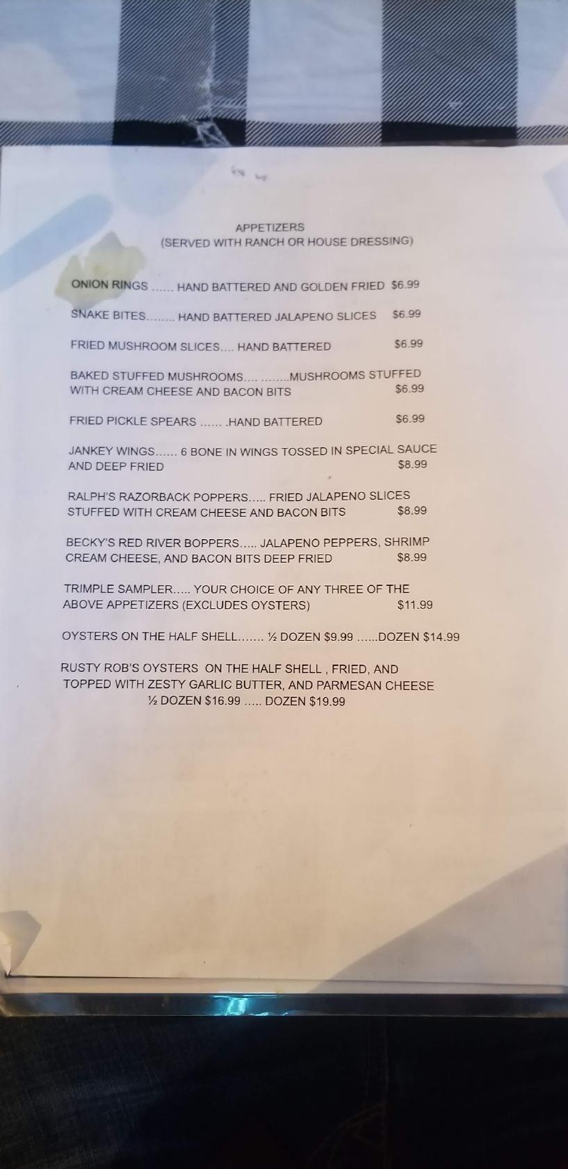 Menu at West Shore Restaurant, Garland City, US-82