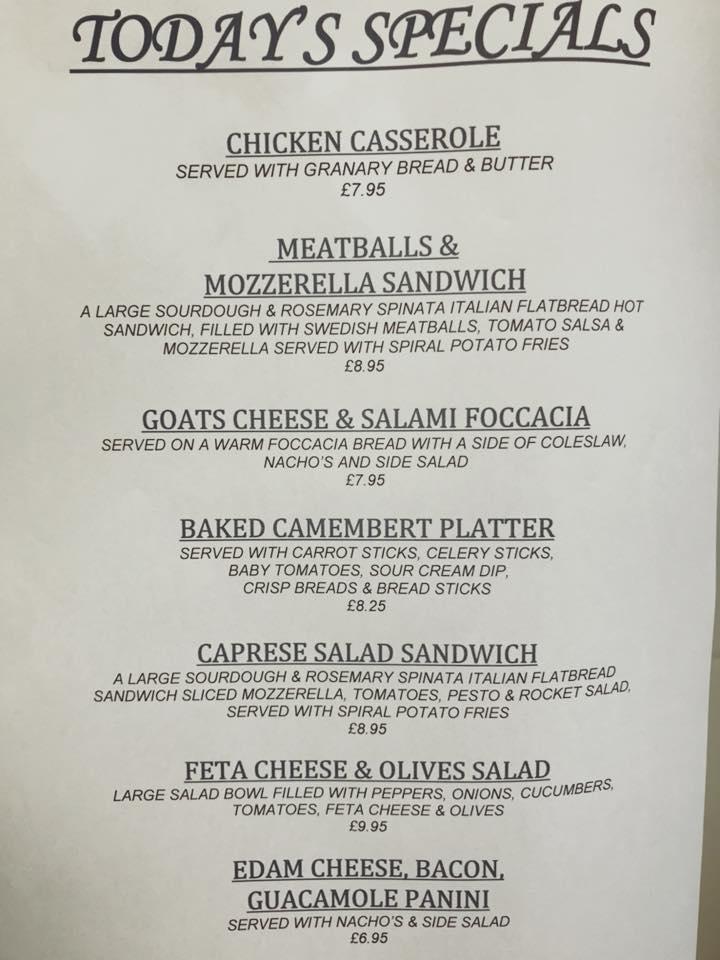 Menu at Aroma Cafe Bar, Telford