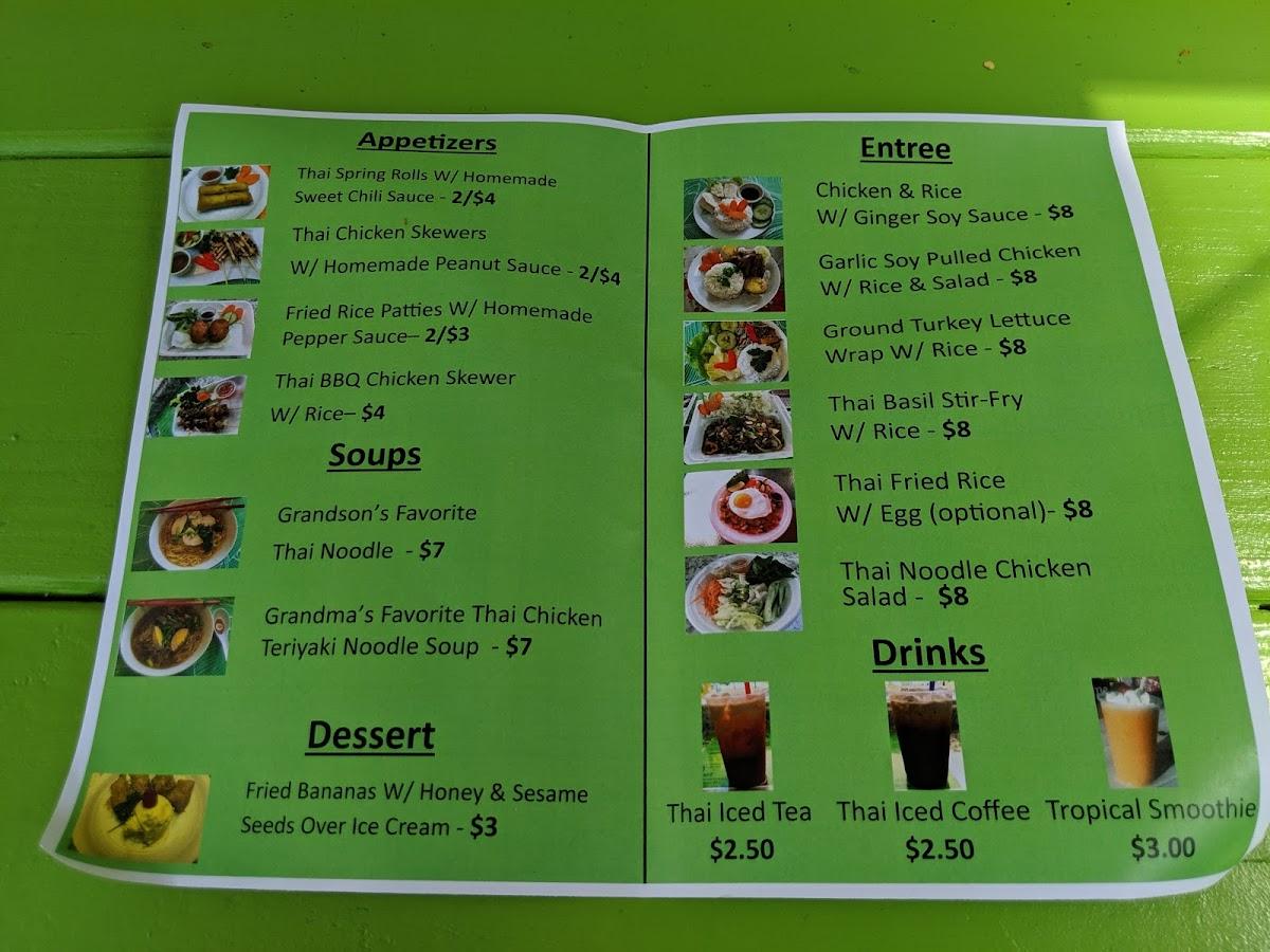 Menu at Grandma Wan Thai Mix Kitchen restaurant, Bradenton