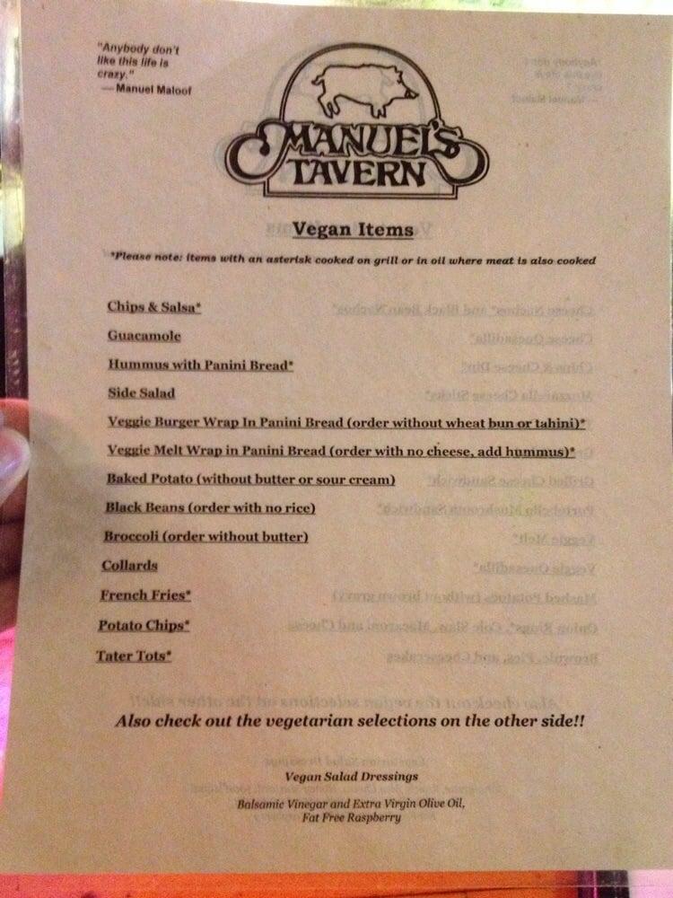 Menu at Manuel's Tavern pub & bar, Atlanta