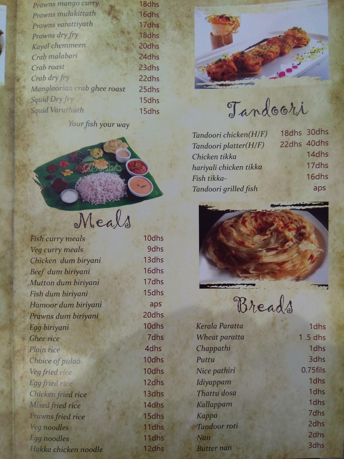 Menu at Payyannur Restaurant Abu Dhabi, Abu Dhabi, 155 Hamdan Bin ...