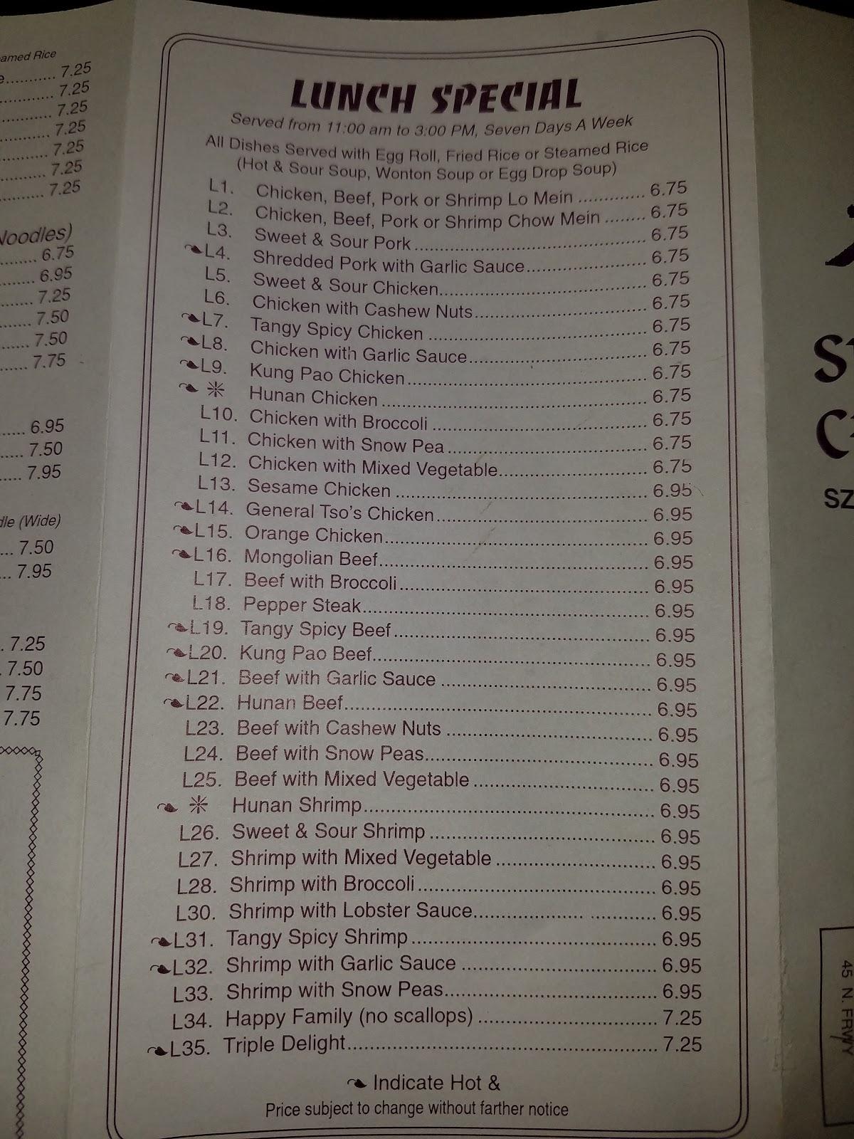 Menu at Spring Chinese Cafe, Spring, Treaschwig Rd