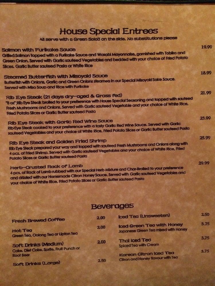 Menu at Sunlight Café restaurant, Hilo, Kilauea Ave