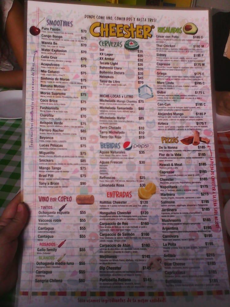 Menu at Cheester (CHSTR) Plazas Outlet pizzeria, Cancún, Av. Andrés ...