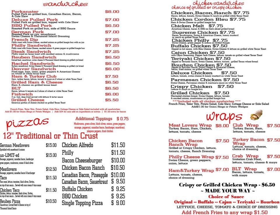Menu at City Limit Lounge pub & bar, Sleepy Eye