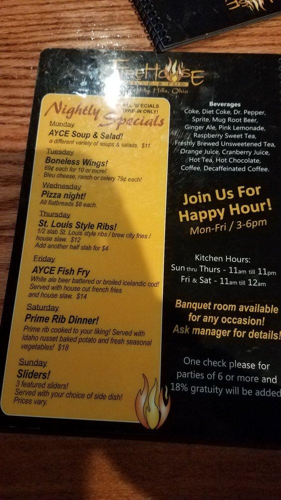 Menu at Firehouse Grille & Pub, Willoughby Hills