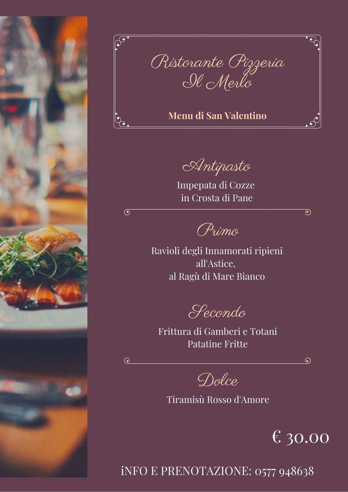 Menu da Il Merlo ristorante, Garda