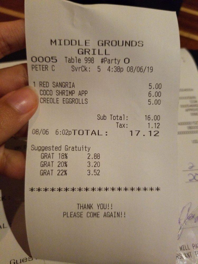 Menu at Middle Grounds Grill pub & bar, Treasure Island