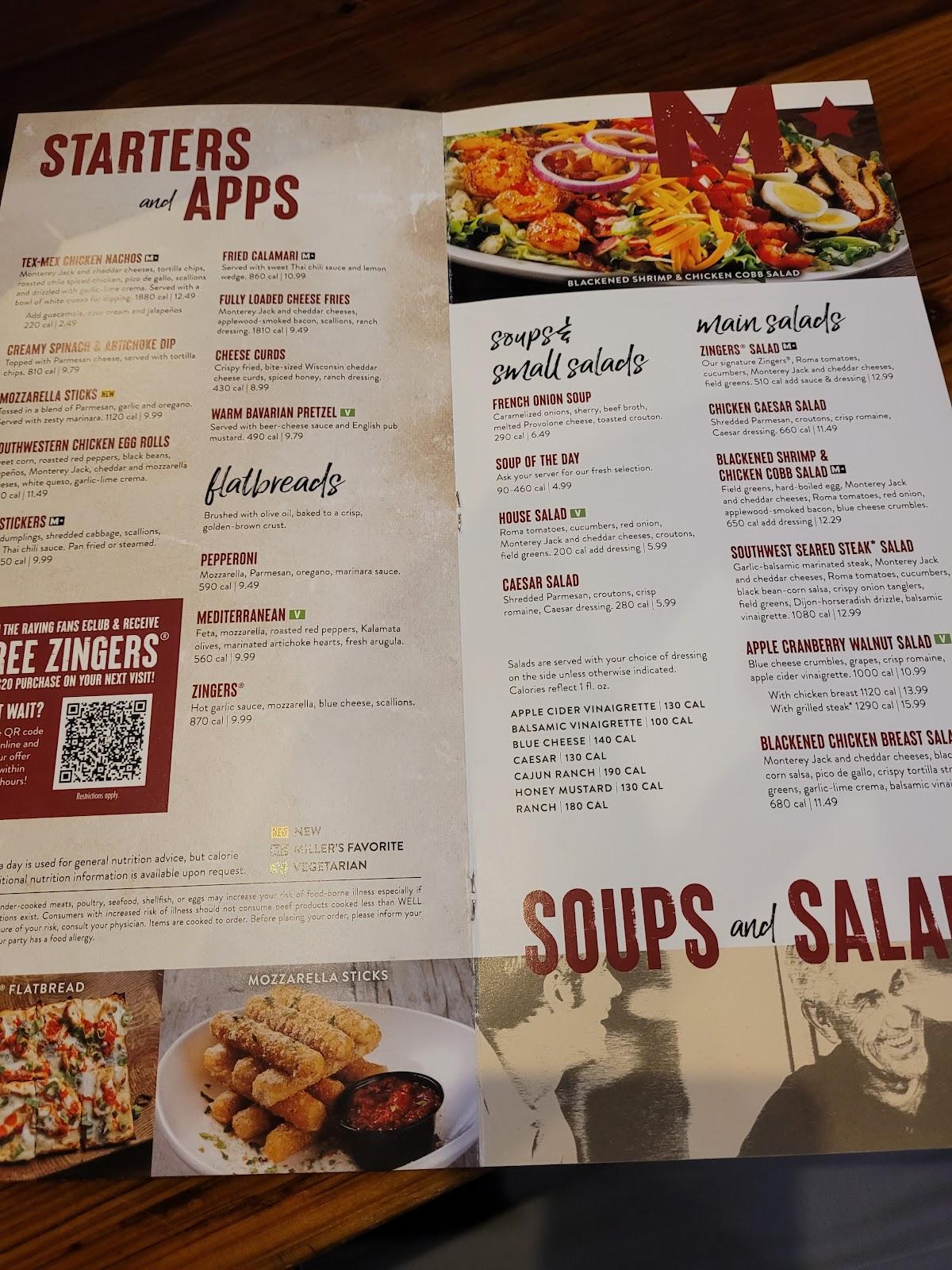 Menu at Miller's Ale House pub & bar, Fort Myers, Gulf Center Dr