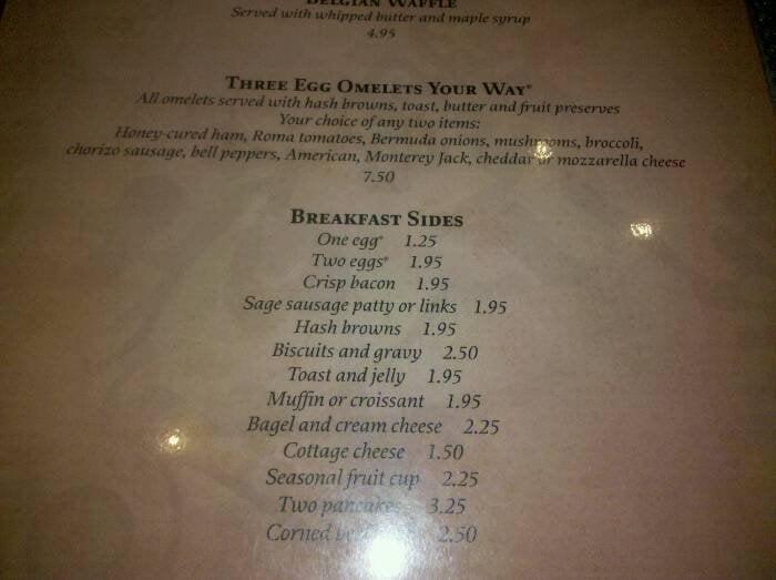 Menu at Pala Cafe, Pala