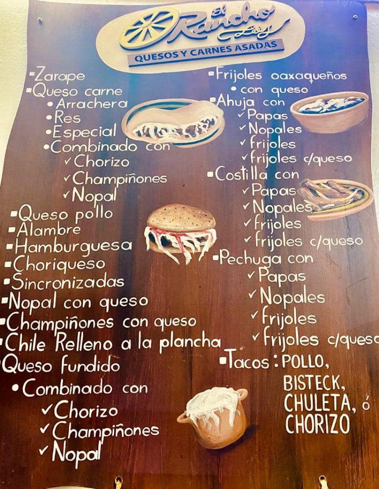 Menu at Queso Carnes, Mexico City, Marruecos