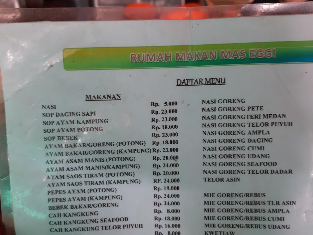 Menu at Rumah Makan Mas Eggi restaurant, Kota Agung