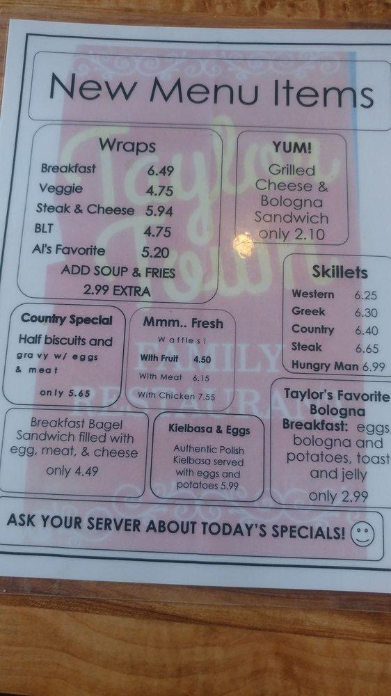 Menu at Taylor Town Coney Island restaurant, Taylor
